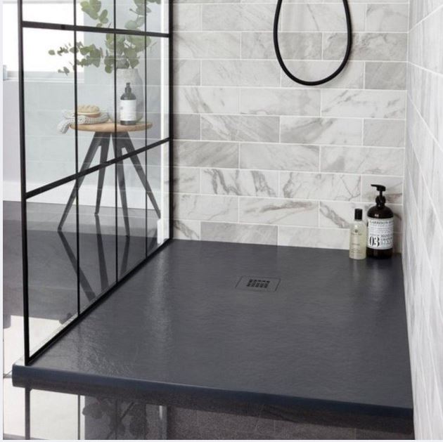 Kartell K-VIT Naturals Stone Effect Graphite Shower Tray 1600x800mm (S ...
