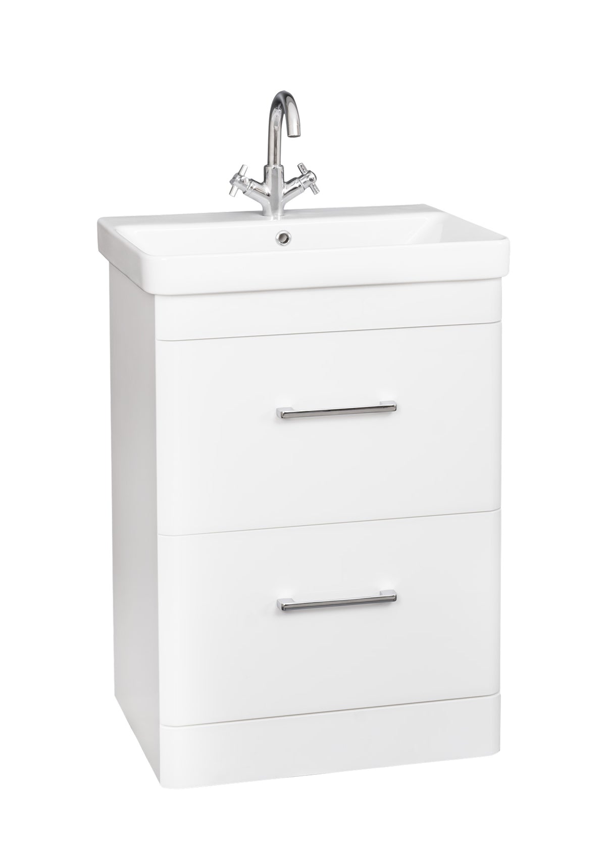 Kartell K-VIT Options 24 600mm 2 Drawer Vanity & Basin - White Gloss ...