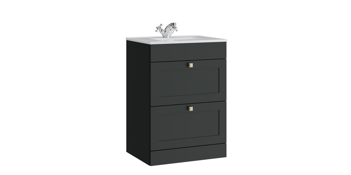 Kartell K-VIT Sanctuary 600mm 2 Drawer Vanity Unit - Matt Anthracite ...