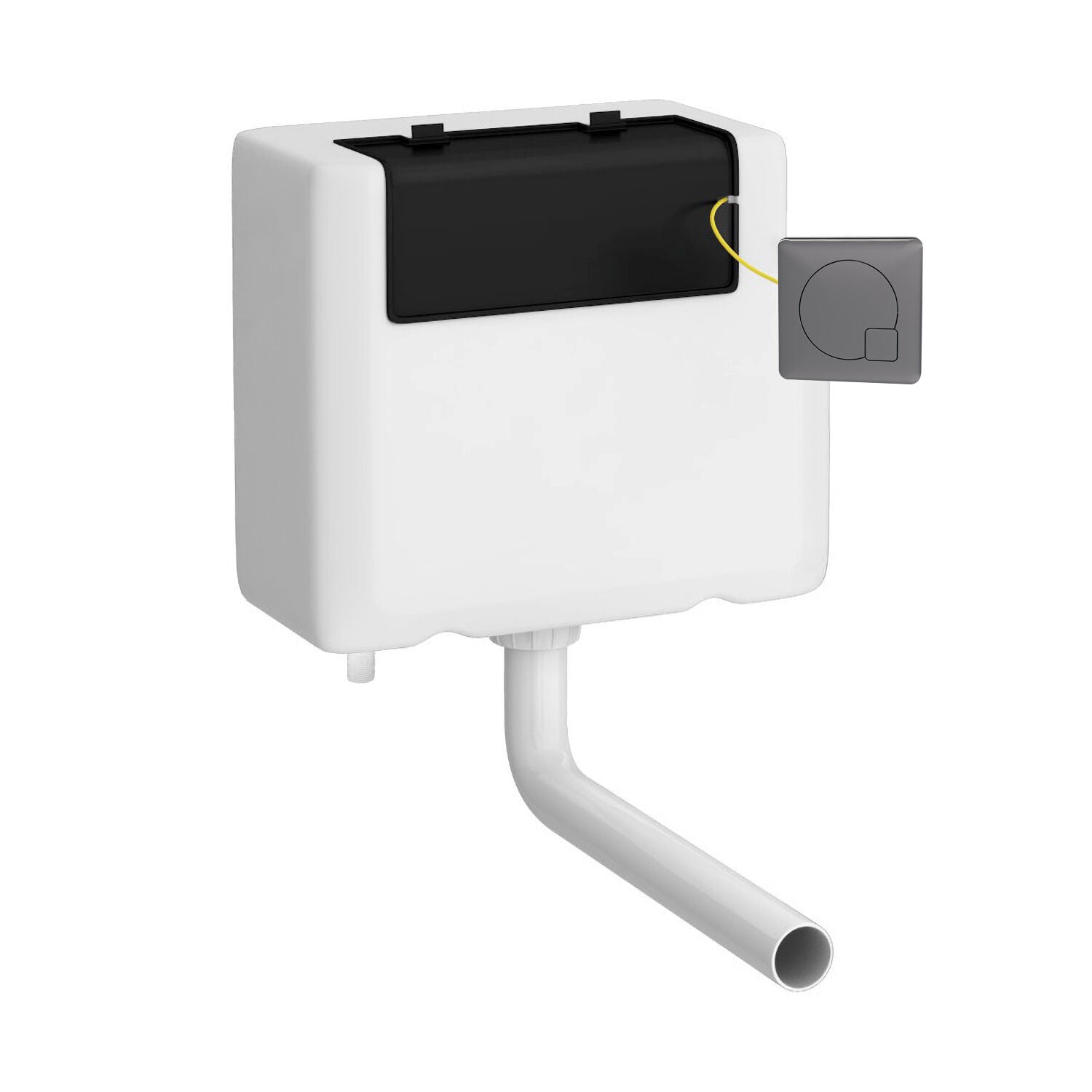 Nuie Concealed Cistern with Square Brushed Pewter Dual Flush Plate (Bo ...